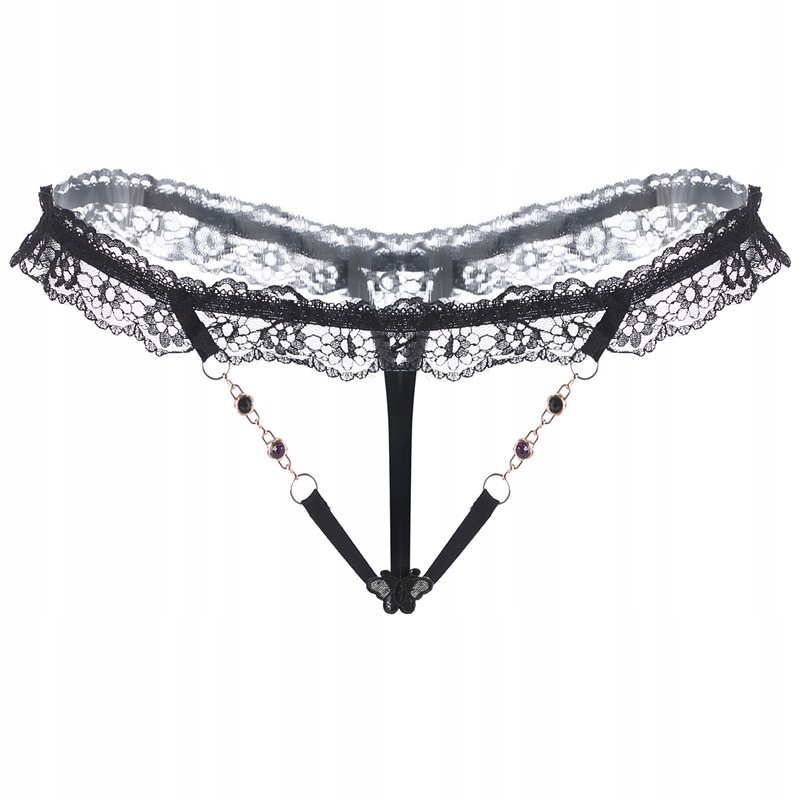 STRINGI CZARNE DO SEKSU Z DZIURKĄ W KROKU - 10093231470 - oficjalne archiwum Allegro