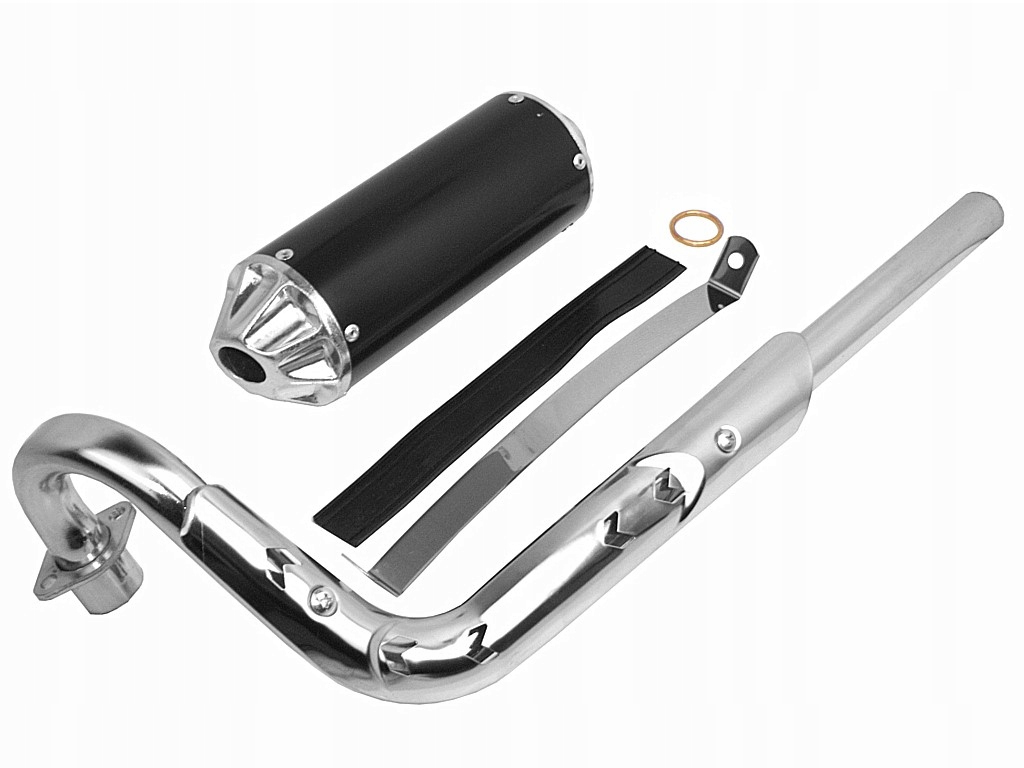 TŁUMIK WYDECH CROSS 125 CZARNY + KOLANKO - 11741439638 - oficjalne archiwum Allegro