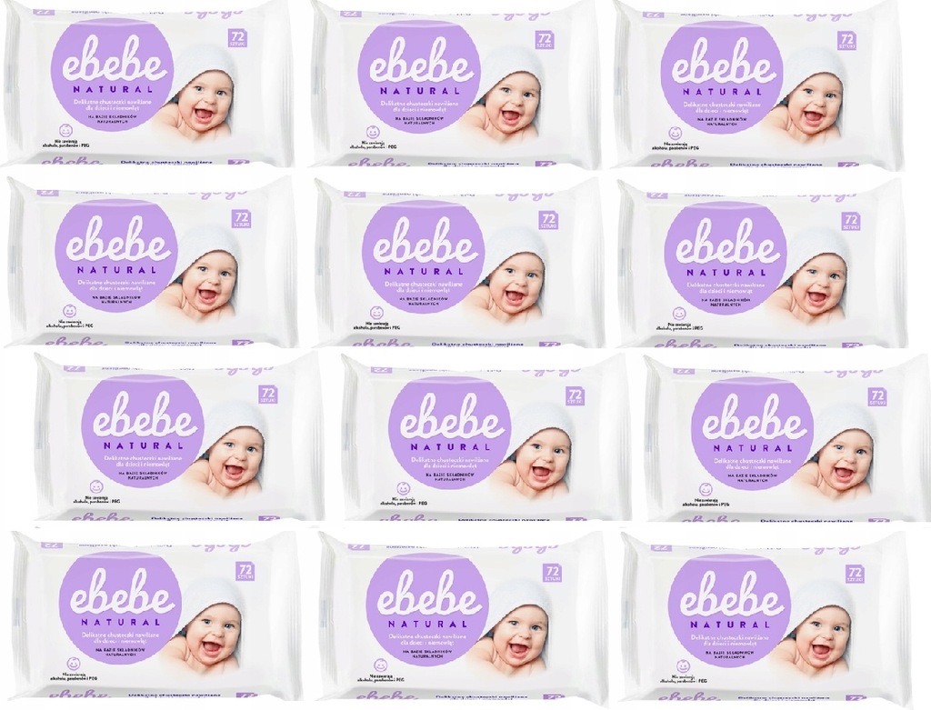 EBEBE CHUSTECZKI NAWILŻANE DLA DZIECI 12x72 864szt - 11425398852 ...