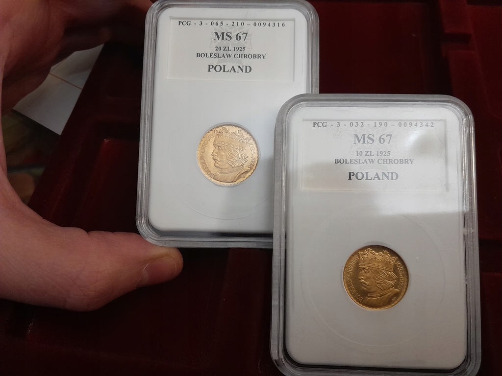 20 zł CHROBRY 1925 Grading PCG MS67 20ZŁ złoto monety inwestycyjne ...