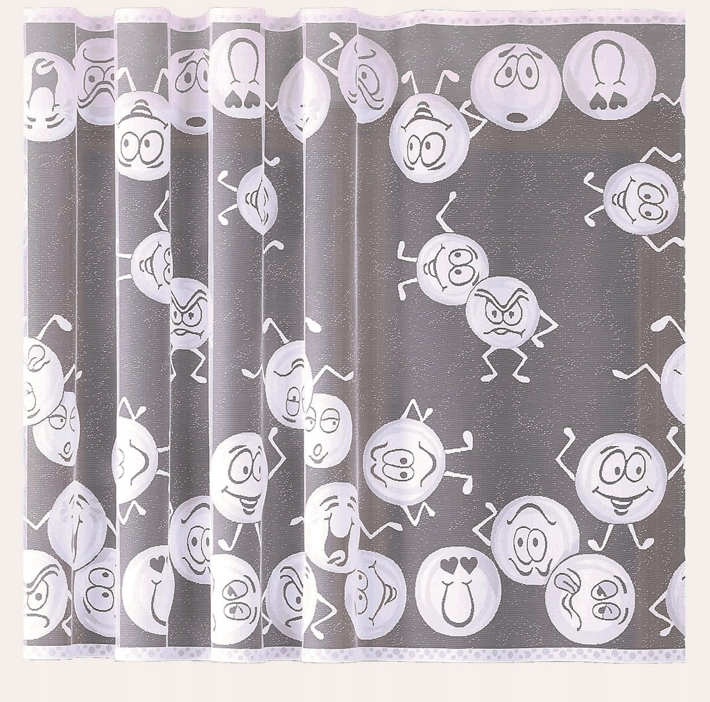 Firanka dla dzieci biała MINKI emotki buźki 150cm - 11929063089 ...