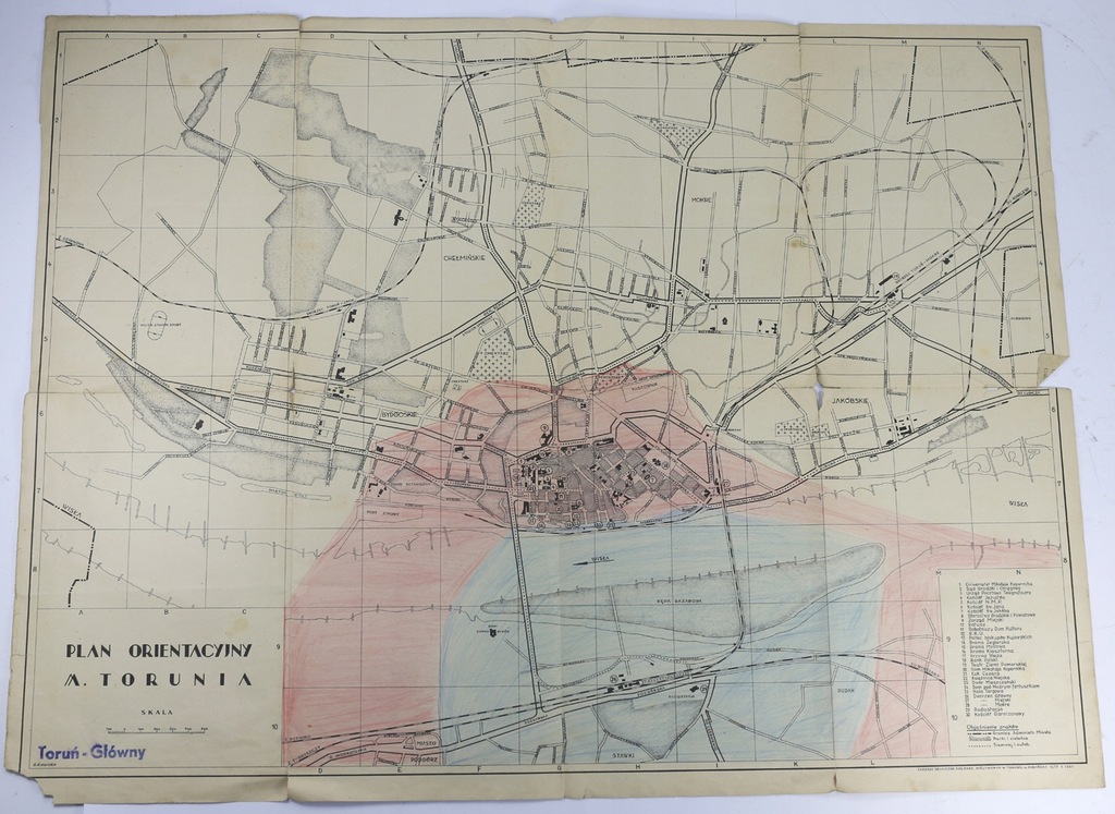 TORUŃ Duży Plan Torunia 1935 rok Spis Ulic - 12767439079 - oficjalne ...