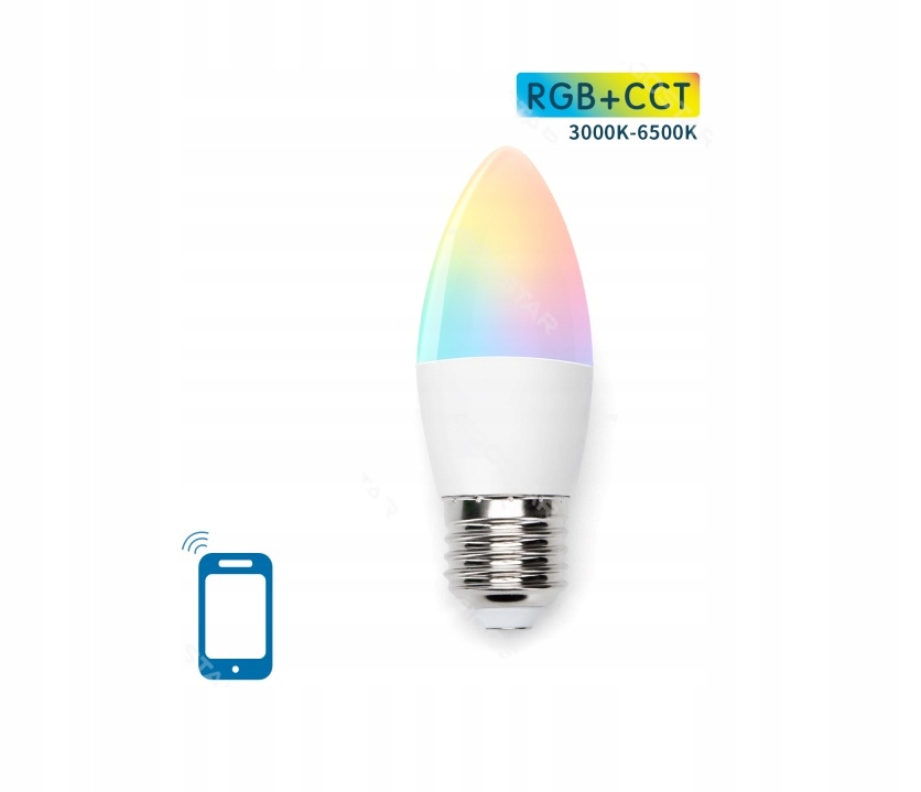 ŻARÓWKA SMART LED C37 E27 5W WIFI RGB+CCT - 12087808781 - oficjalne archiwum Allegro