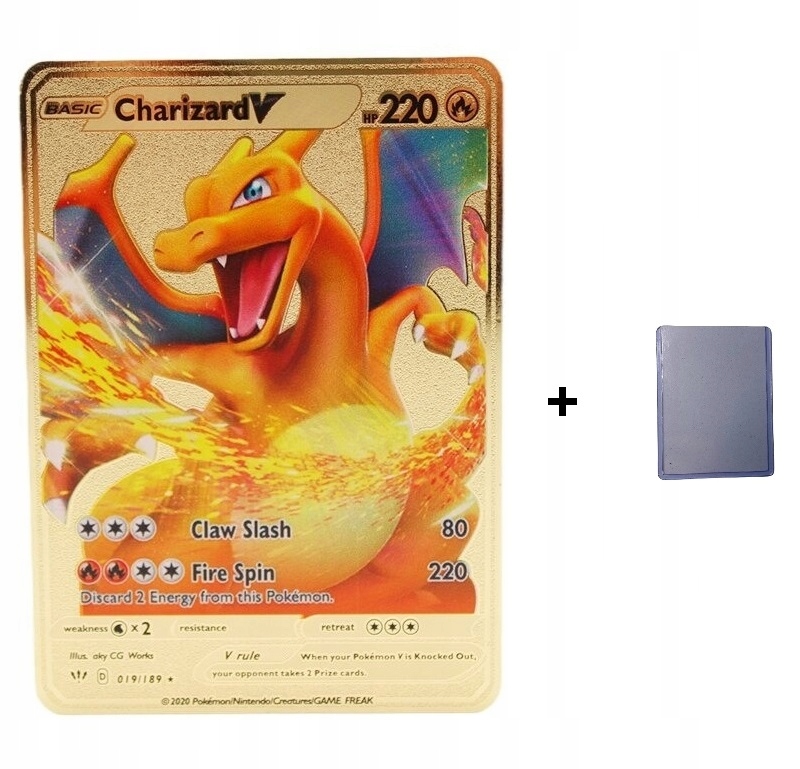 ZŁOTA KARTA POKEMON Charizard Metalowa KARTA +ETUI - 13124539596 - oficjalne archiwum Allegro