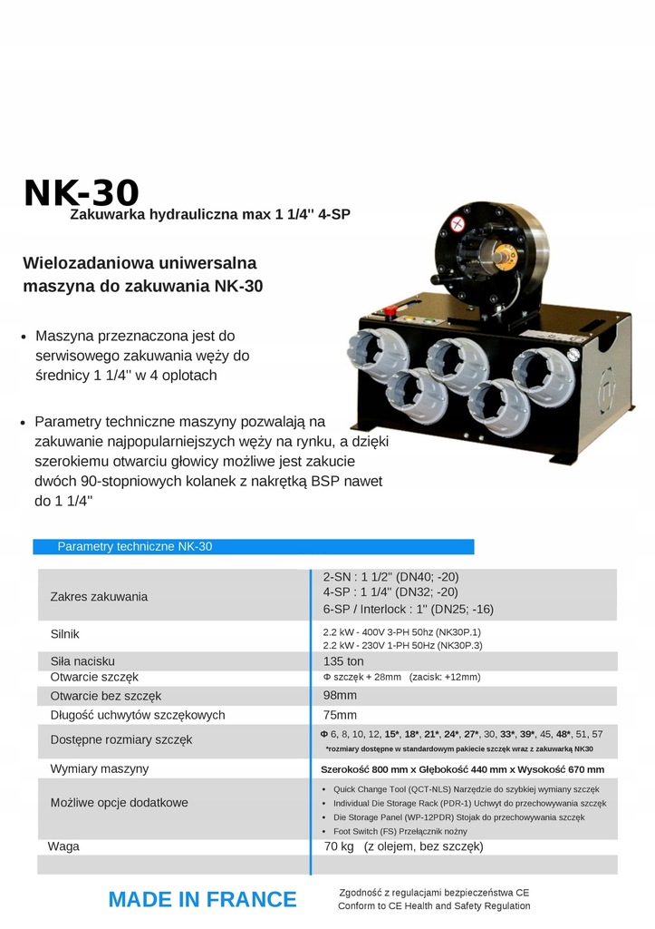 Zakuwarka do przewodów hydraulicznych NK30 - 8778592628 - oficjalne ...