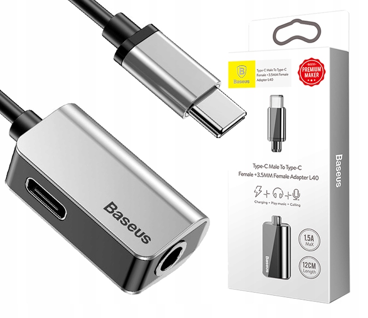 ADAPTER BASEUS USB-C do USB-C + mini Jack 3.5mm - 7549947988 ...
