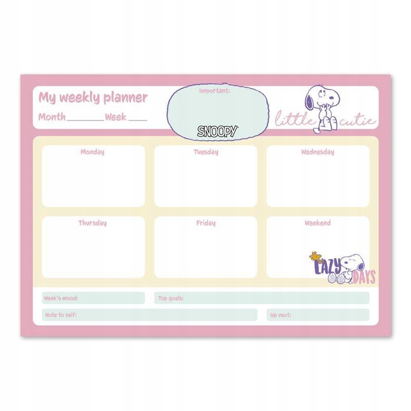 Planner Snoopy Plan Lekcji Kalendarz Tygodniowy A4 - 11602293693 ...
