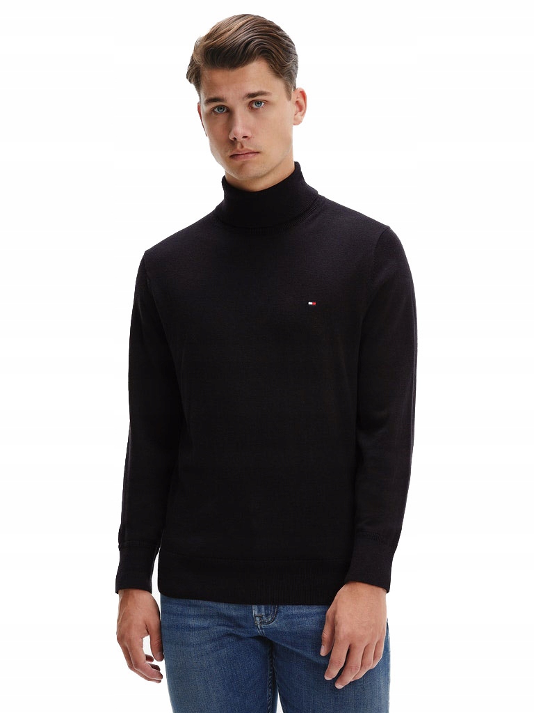 TOMMY HILFIGER MĘSKI GOLF PIMA ROLL NECK BLACK r.S - 12748662236 ...