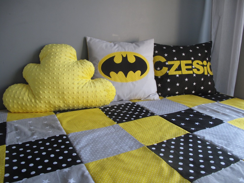NARZUTA PATCHWORK 200x110cm batman szara żółta - 7660976823 - oficjalne ...