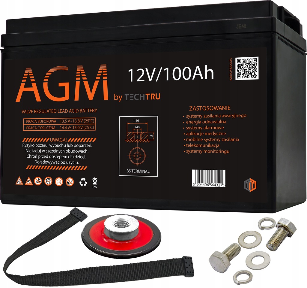 Akumulator AGM 12V 100Ah do kampera UPS magazyn energii zasilanie awaryjne - 14626174161 ...