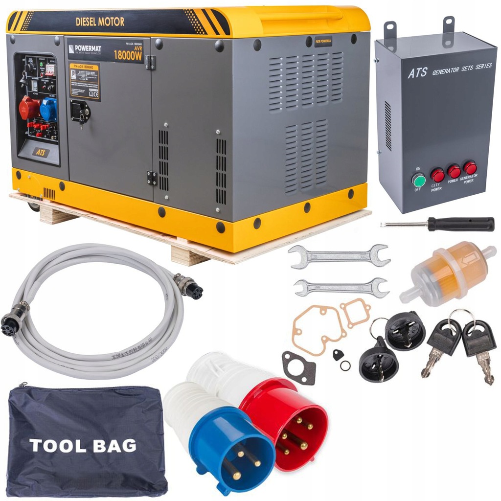 AGREGAT PRĄDOTWÓRCZY DIESEL 18kW 230V 400V 12V ATS POWERMAT PM-AGR-18000MD - 15031983201 ...