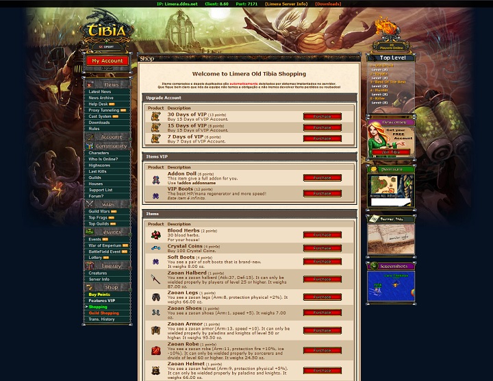 TIBIA OTS REAL MAP 8.6 CUSTOM GLOBAL SERV WWW FULL - 8533322032 ...