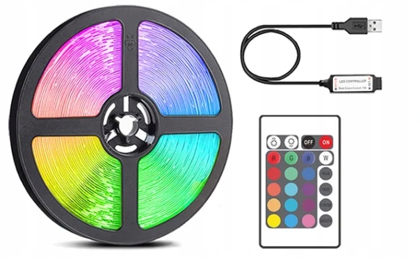 Taśma LED 3M RGB 5050 KOLOROWA TV USB Pilot 5V PASEK LED PODŚWIETLENIE - 14737126316 - oficjalne ...