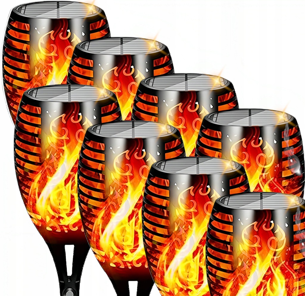 8X LAMPA SOLARNA OGRODOWA POCHODNIA PŁOMIEŃ OGIEŃ - 14034930505 - oficjalne archiwum Allegro