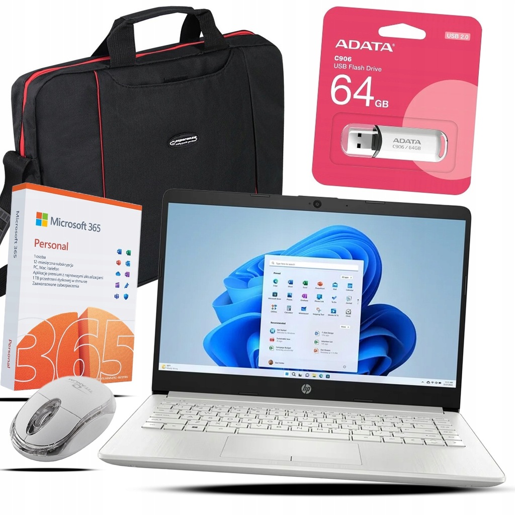 WYDAJNY Laptop HP 14 N4120 128GB CAM WIN11 + MEGA ZESTAW z OFFICE 365 - 16887144513 - oficjalne ...