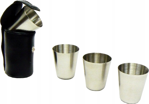 KIELISZKI TURYSTYCZNE 4szt. W FUTERALE ETUI STAL - 4923796164 - oficjalne archiwum Allegro