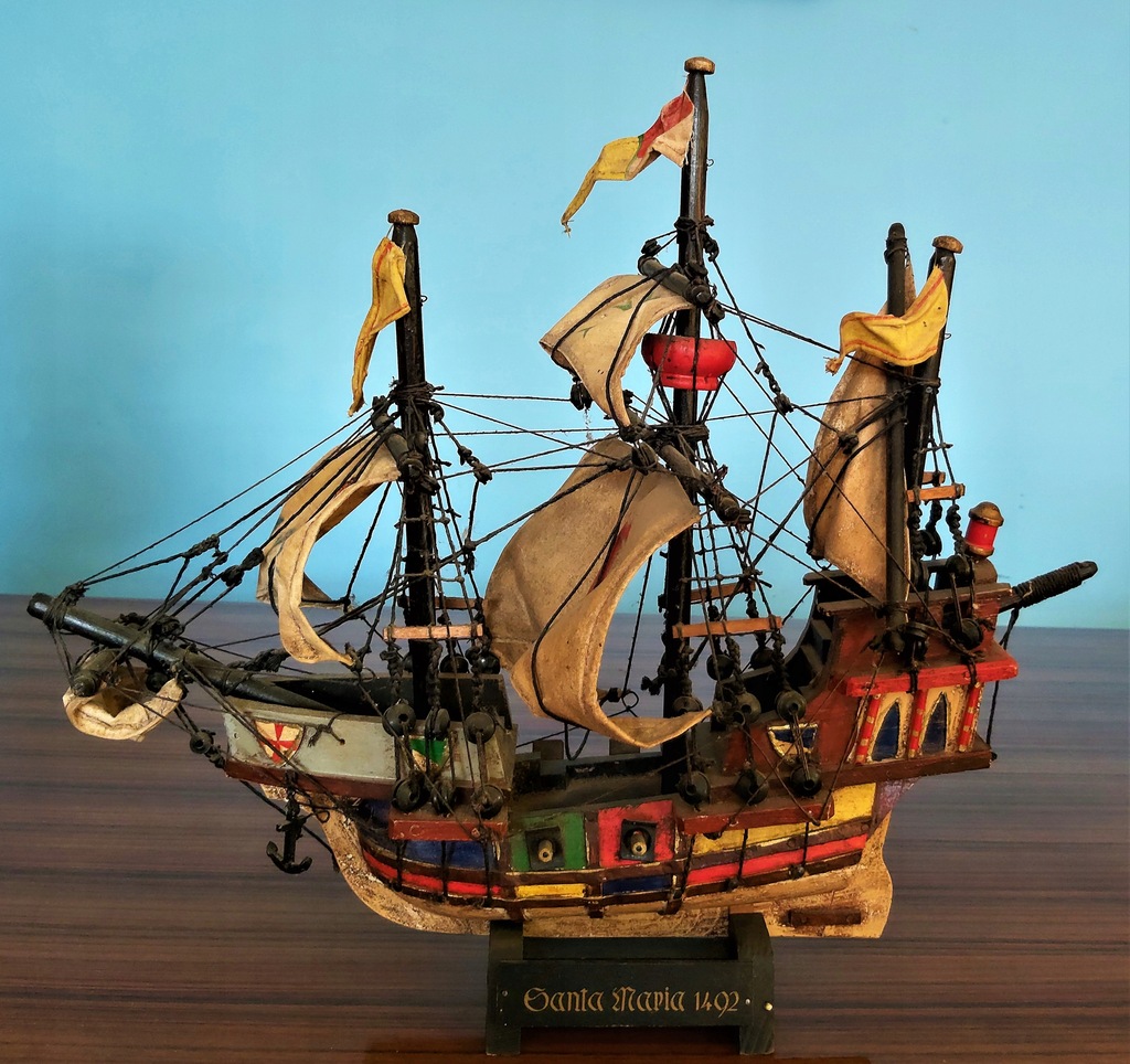 ŻAGLOWIEC STATEK SANTA MARIA MODEL DRZEWO FRANCJA - 12034605852 ...