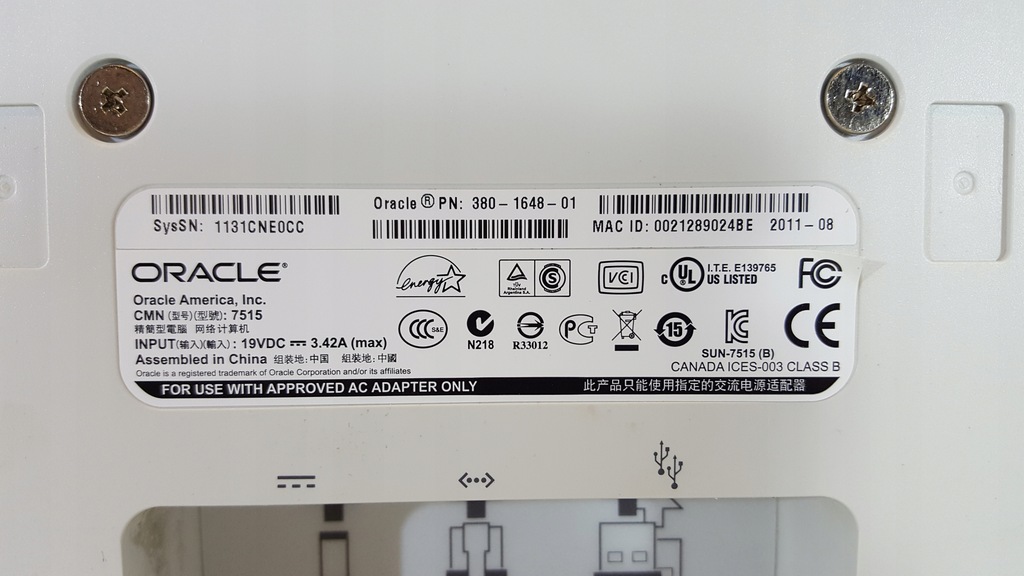Oracle Sun Ray 3i Terminal all-in-one 22''/R152 - 8030026395 ...