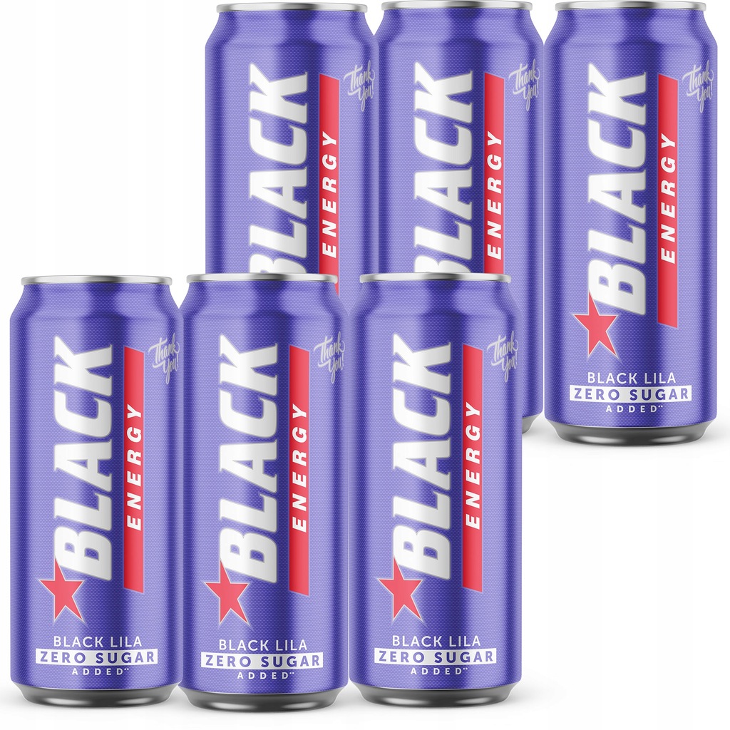 Black Energy Zero Sugar Lila Gazowany napój energetyzujący 500 ml x 6 ...