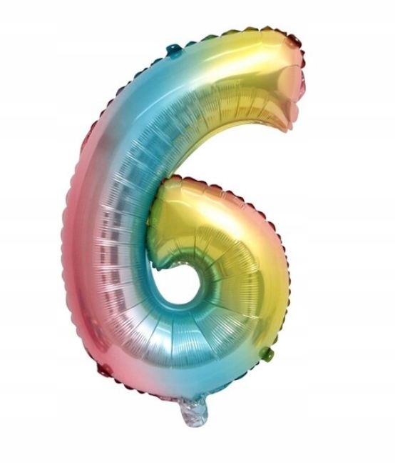 Balon Foliowy Cyfra Sześć 6 Szóstka 28cali Tęczowa - 12226237612 ...
