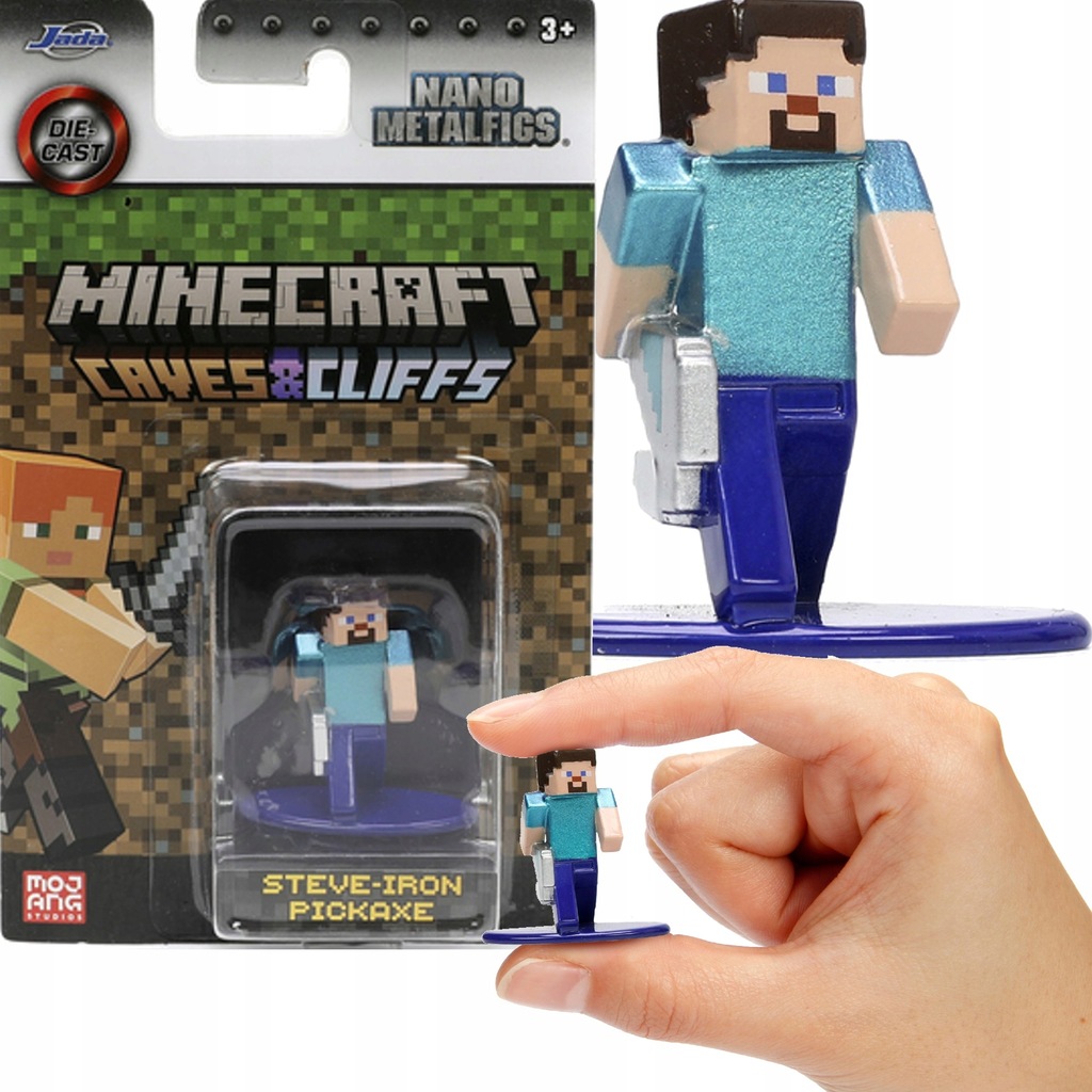 MINECRAFT FIGURKA STEVE IRON PICKAXE ŻELAZNY KILOF - 13343521670 ...