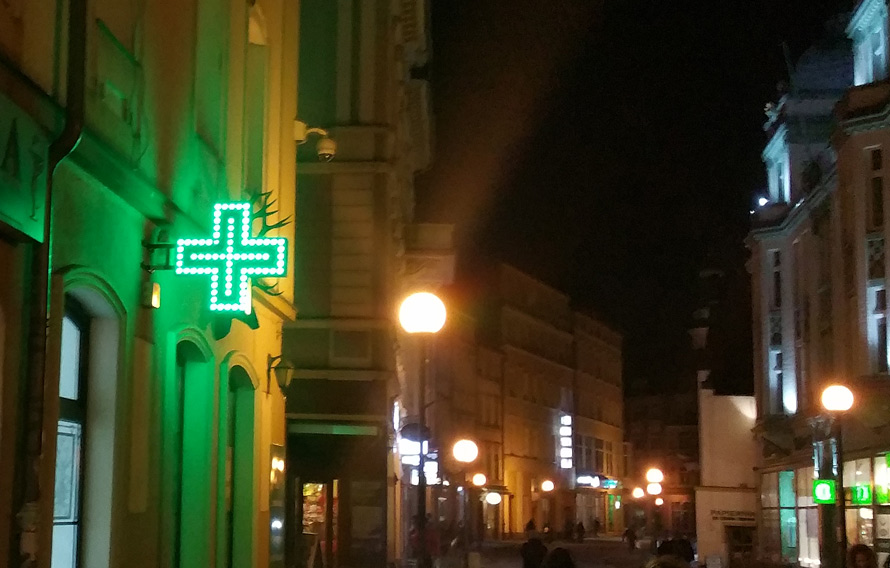 KRZYŻ APTECZNY LED DWUSTRONNY 80X80 NAPIS APTEKA - 8684150690 ...