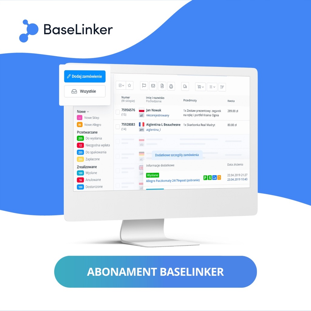Abonament BaseLinker - wszystkie funkcje w cenie! - 12812333472 - oficjalne archiwum Allegro