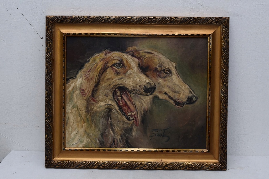 J. FAŁAT - CHARTY PSY - piękny myśliwski obraz - 11056728324 ...