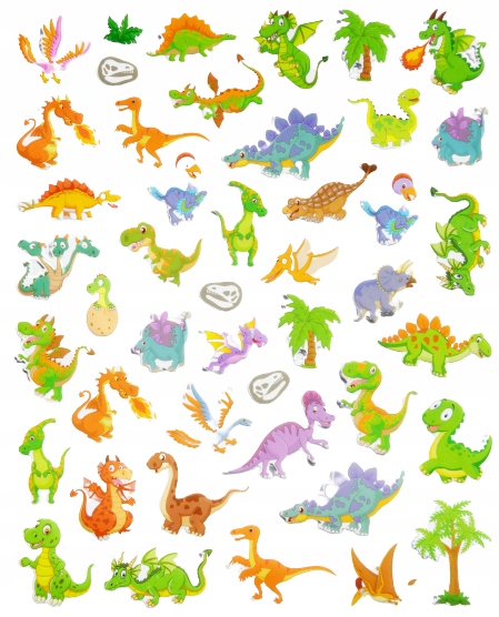 NAKLEJKI PUFFY MOTYWACYJNE 3D DINOZAURY DINO SMOKI - 11695864168 ...