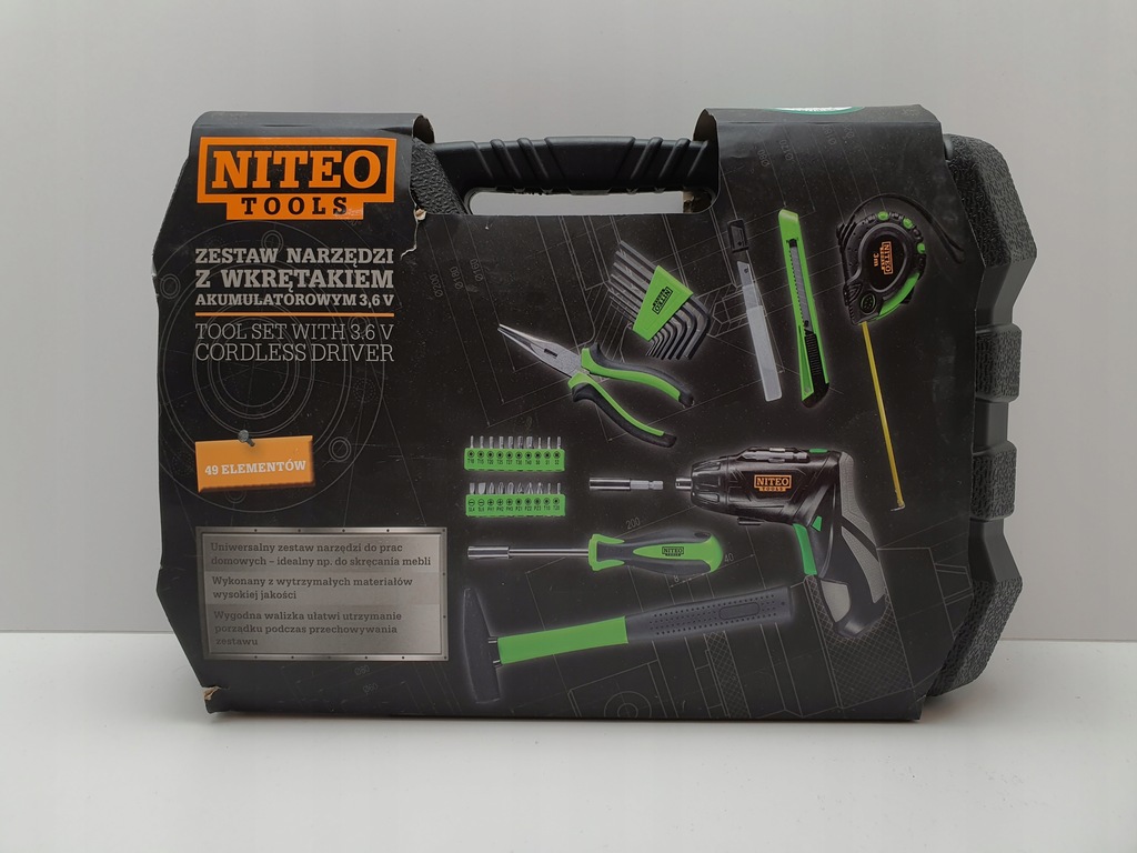 Zestaw narzędzi z wkrętakiem aku 3,6V NITEO TOOLS - 12114545534 - oficjalne archiwum Allegro