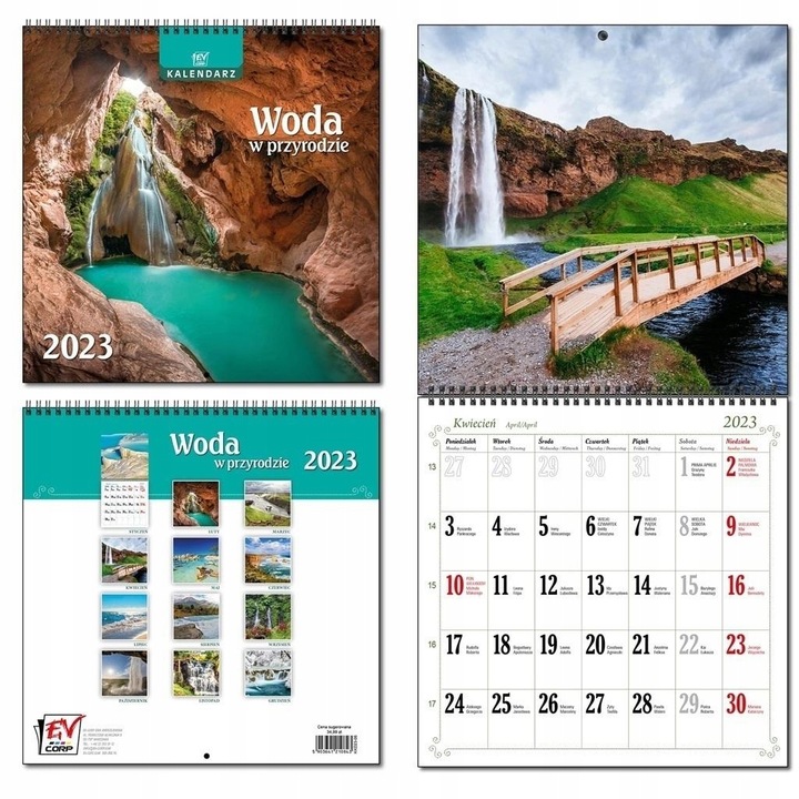 KALENDARZ 2023 30X60 PLANSZOWY WODA W PRZYRODZIE - 13657079407 - oficjalne archiwum Allegro