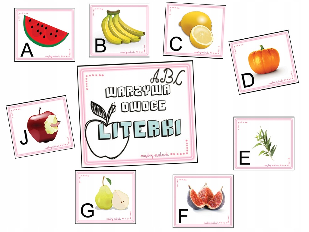 LITERY do nauki - ALFABET owoce i warzywa - karty - 11233937856 ...