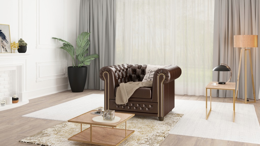 CHESTERFIELD FOTEL PIKOWANY FELIX - 8857164920 - oficjalne archiwum Allegro