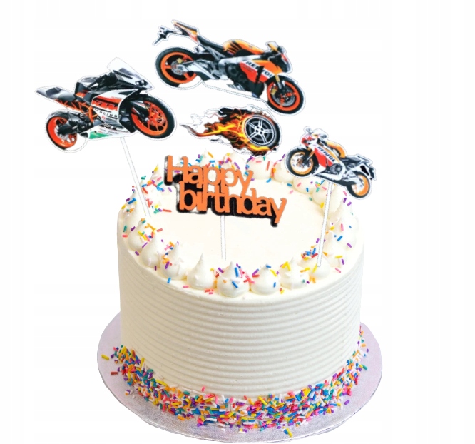 TOPPER DEKORACJA NA TORT URODZINY MOTOR MOTOCYKL - 10151296451 ...