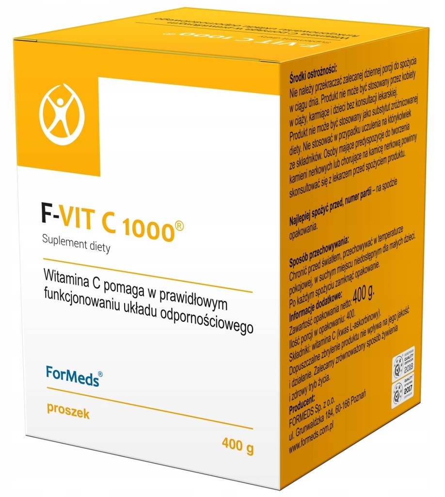 Formeds WITAMINA C F-VIT 1000 w PROSZKU bez DODATKÓW 400g Odporność ...