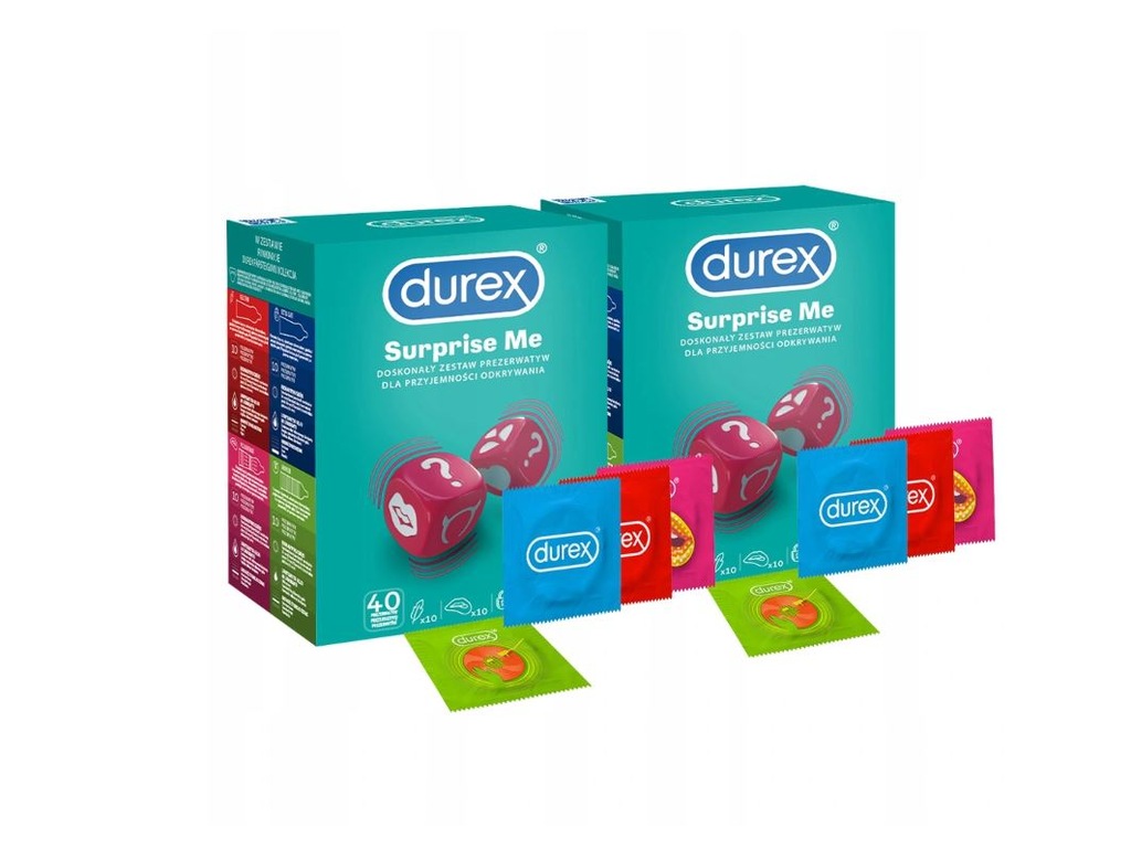 Durex ZESTAW prezerwatywy Surprise Me mix 80 szt. - 12706337239 ...