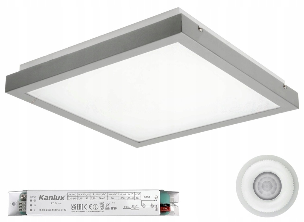 KANLUX Plafon z Czujnikiem Ruchu TYBIA LED 32x32cm - 12614657882 - oficjalne archiwum Allegro