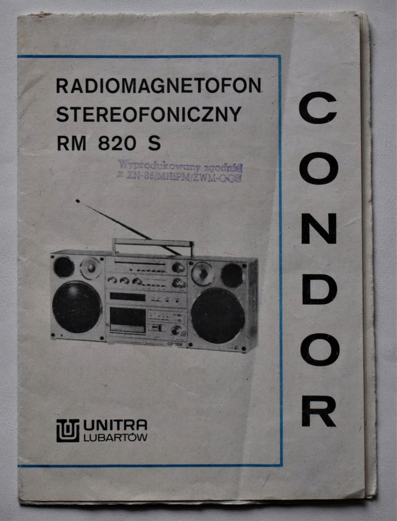 UNITRA LUBARTÓW RM 820M CONDOR INSTRUKCJA/SCHEMAT - 12909381565 ...