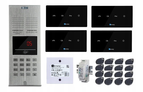 Domofon cyfrowy 4 rodzinny GENWAY Głośnomówiący - 10710800897 - oficjalne archiwum Allegro