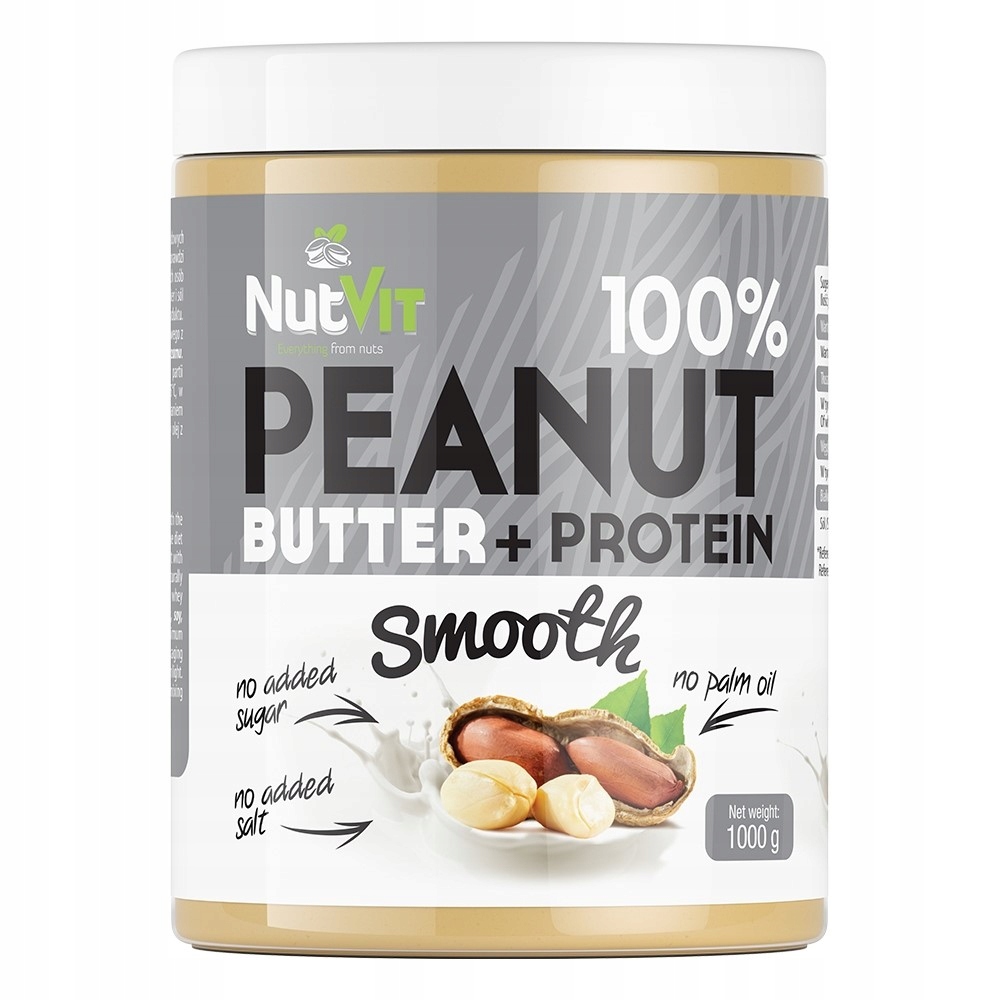 NutVit 100% Peanut Butter + Protein 1000 g BIAŁKO - 9235751949 ...
