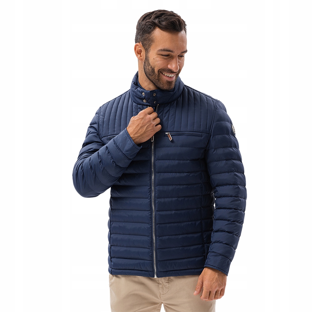 Kurtka męska biker pikowana granatowa V2 C553 M - 13343976526 - oficjalne archiwum Allegro