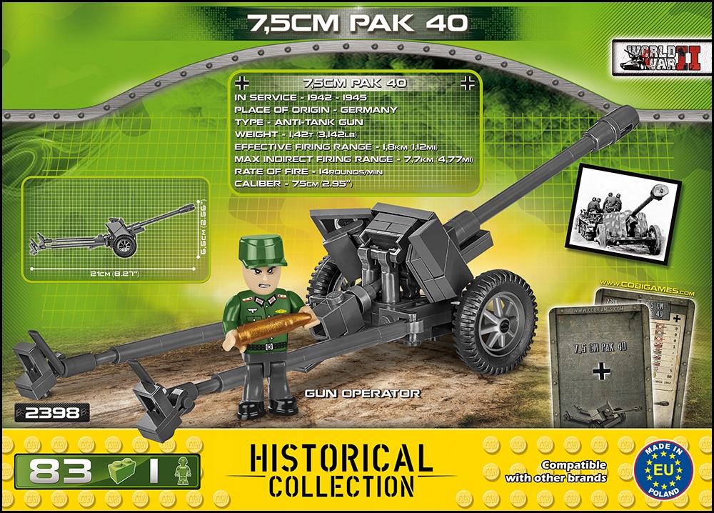 COBI Armata 7,5 cm PaK 40 (2398) - 83 elem. - 8772202057 - oficjalne ...