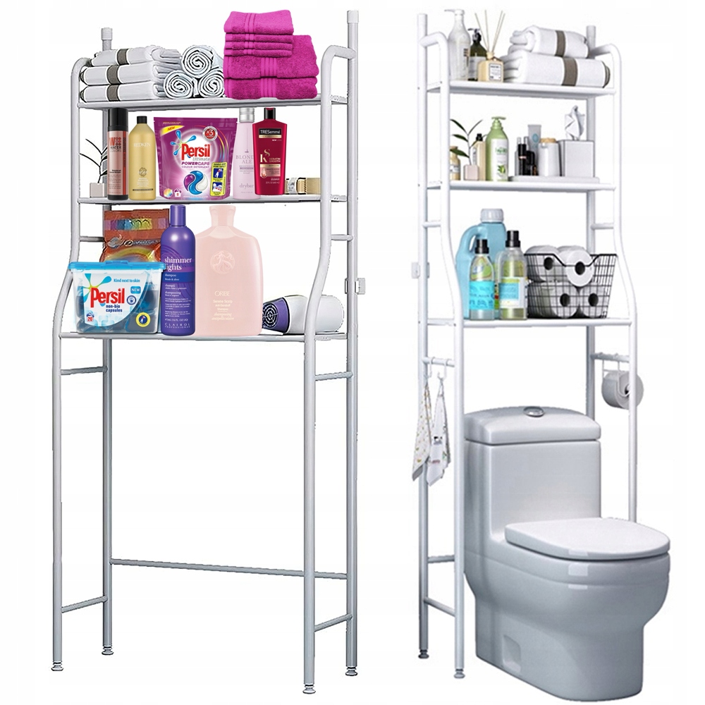 REGAŁ ŁAZIENKOWY SZAFKA 3 PÓŁKI POZIOMY STOJAK NAD WC ORGANIZER 153 CM - 17497975557 - oficjalne ...