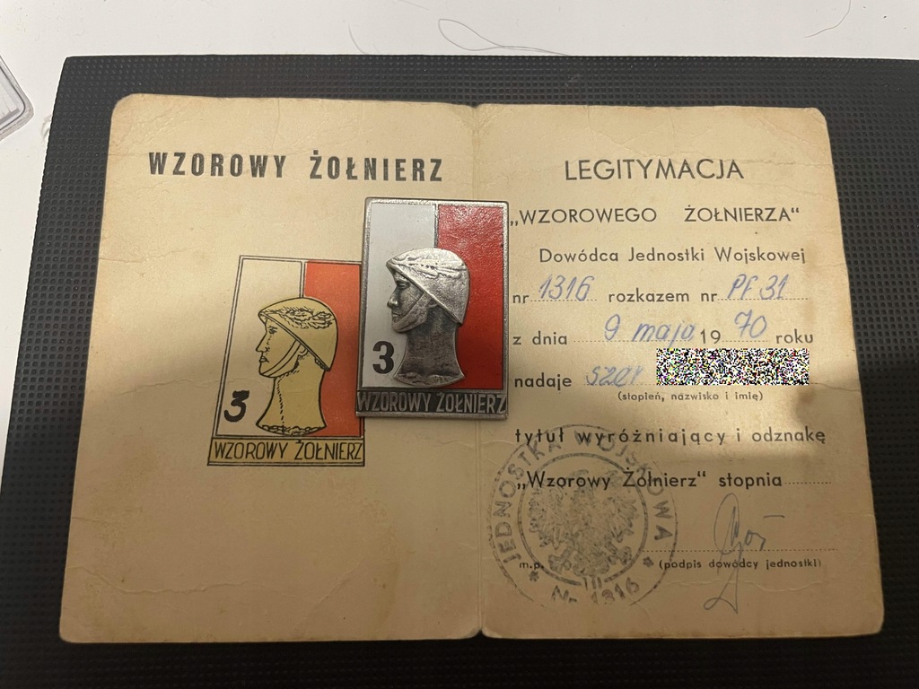 PRL Wzorowy Żołnierz 3 + legitymacja - 12936089977 - oficjalne archiwum ...