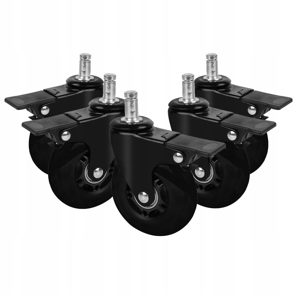 KÓŁKA KAUCZUKOWE GUMOWE DO FOTELA KRZESŁA OBROTOWEGO FI11 5SZT Z HAMULCEM - 11906007714 ...