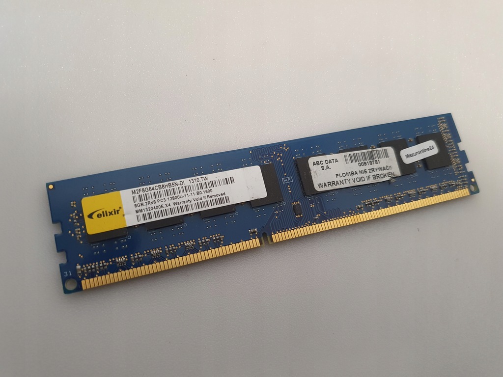 RAM ELIXIR DDR3 8GB PC3-12800U M2F8G64CB8HB5N-DI - 13023430251 - oficjalne archiwum Allegro