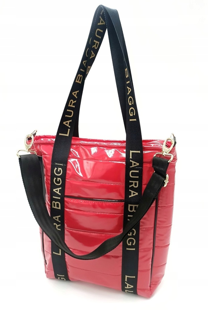 Laura Biaggi torebka Shopper pikowana czerwona - 10231436065 - oficjalne archiwum Allegro