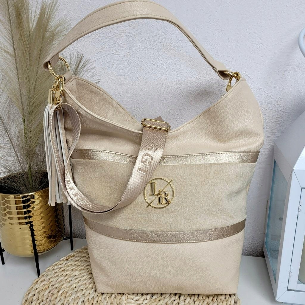 LAURA BIAGGI TOREBKA TORBA SHOPPER WOREK beż A4 - 11831036871 - oficjalne archiwum Allegro
