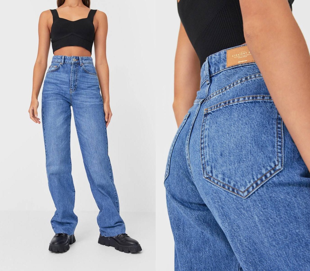 STRADIVARIUS NIEBIESKIE SZEROKIE JEANSY (40) - 12388078124 - oficjalne archiwum Allegro