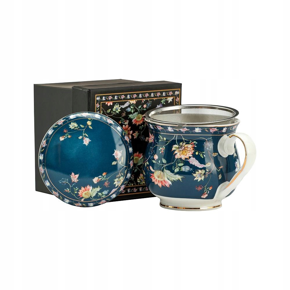 KUBEK porcelanowy z ZAPARZACZEM pokrywka 480 ml - 8760465858 - oficjalne archiwum Allegro